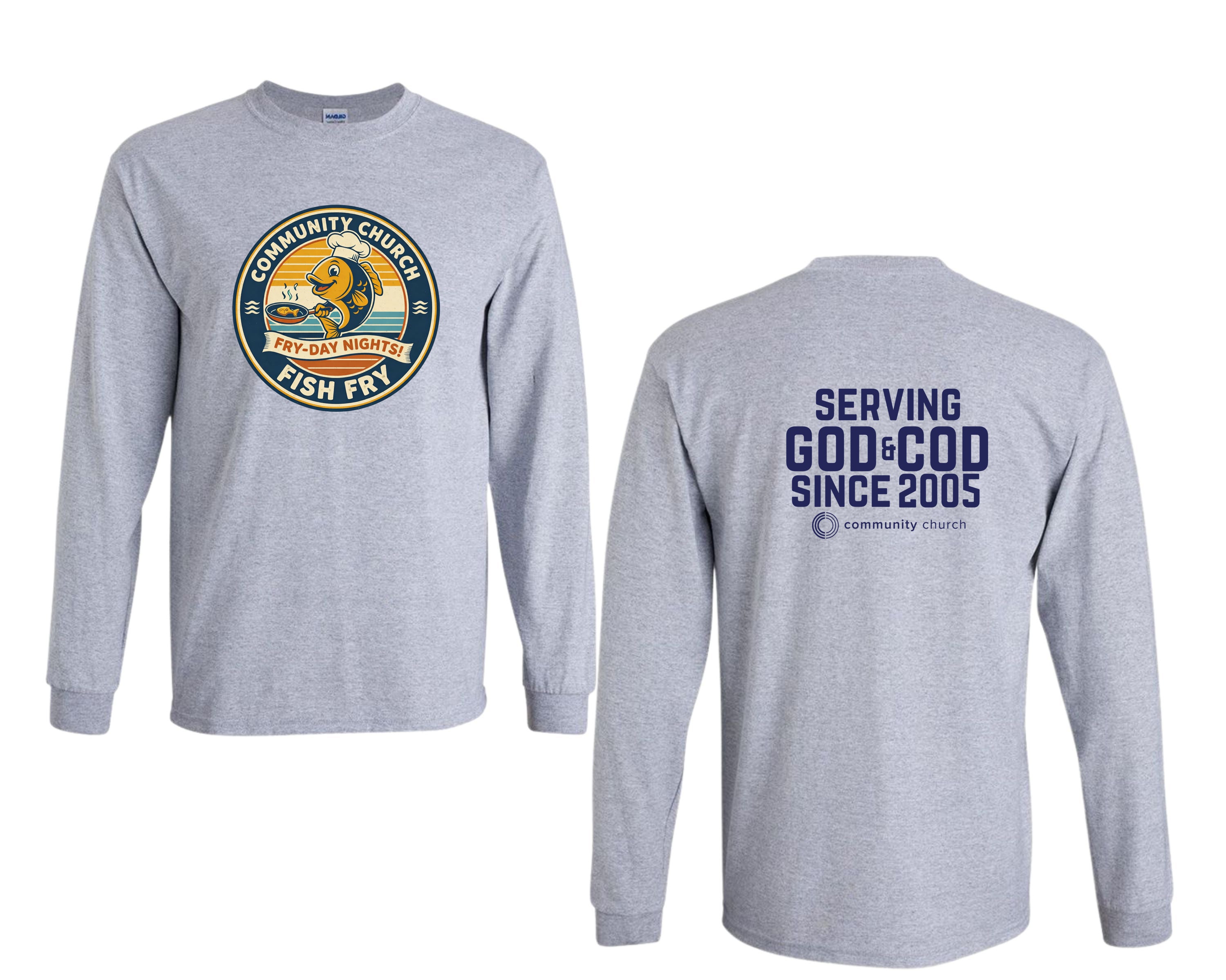 Community Church 2026 Fish Fry Long Sleeve T-Shirt (Adult) – MB Apparel ...