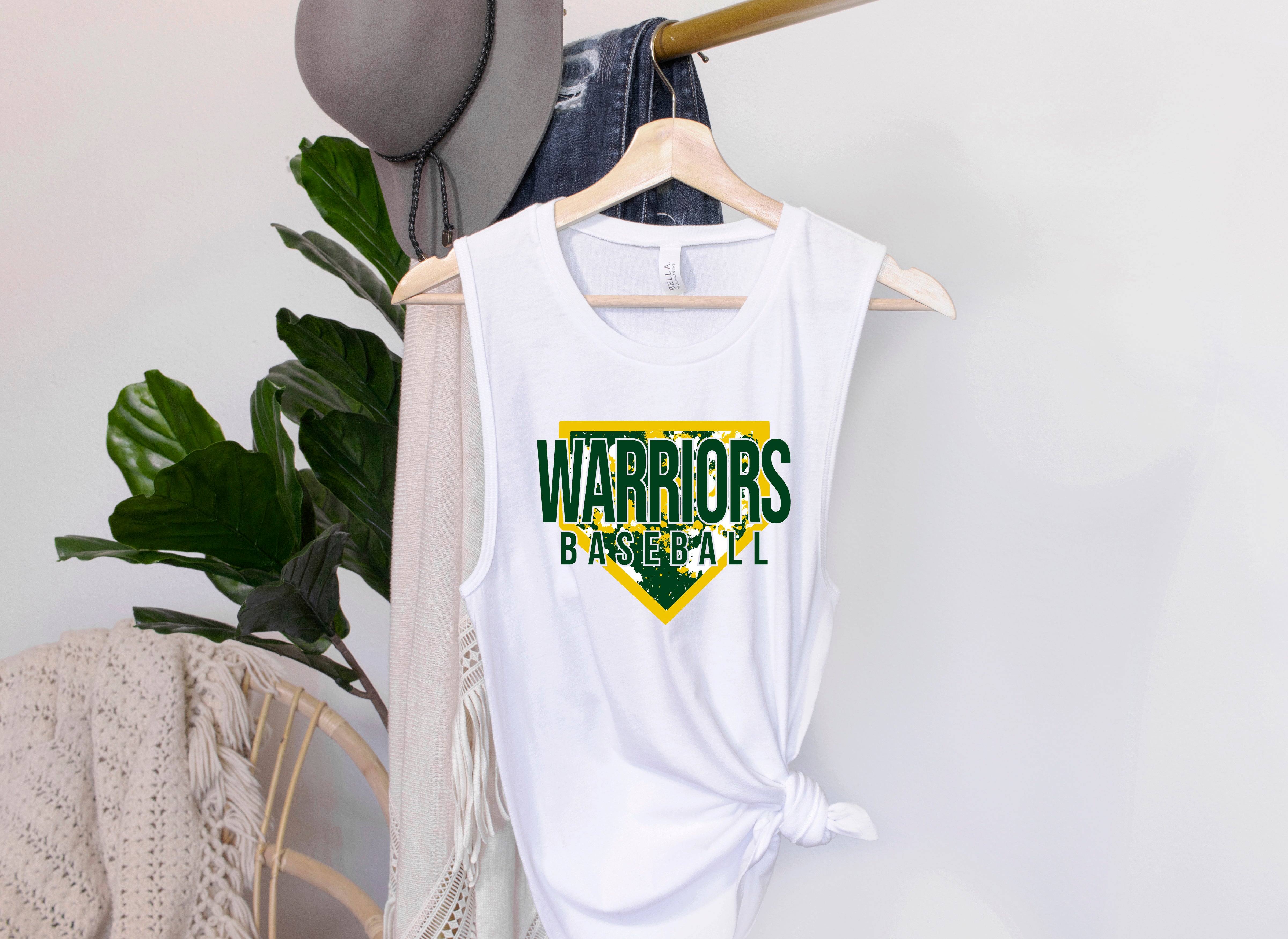 Warriors Baseball Splatter Plate - Muscle Tank – MB Apparel & More